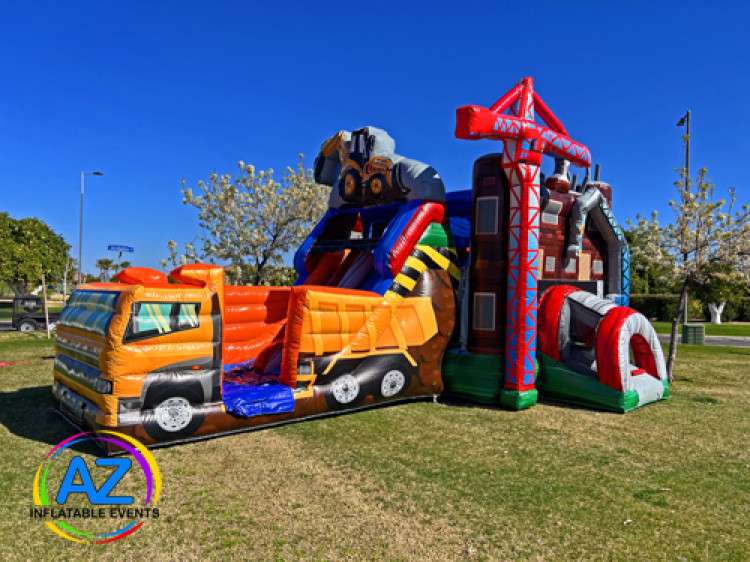 Construction Double Slide Bounce House Combo - AZ Inflatable Events