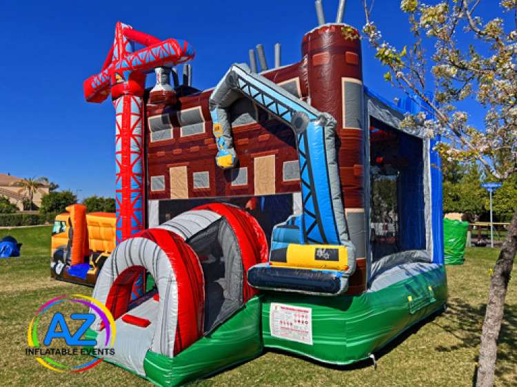Construction Double Slide Bounce House Combo - AZ Inflatable Events
