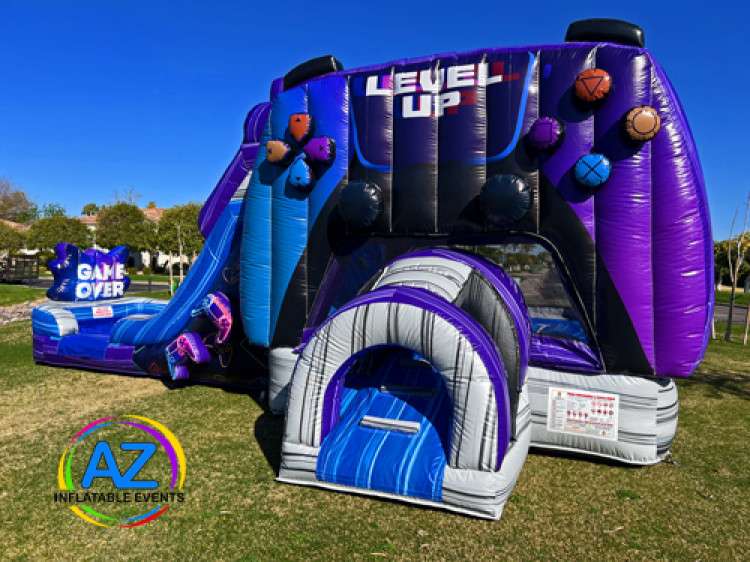 Gamer Double Water Slide Bounce House Combo - AZ Inflatable Events