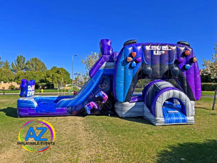Gamer Double Water Slide Bounce House Combo - AZ Inflatable Events